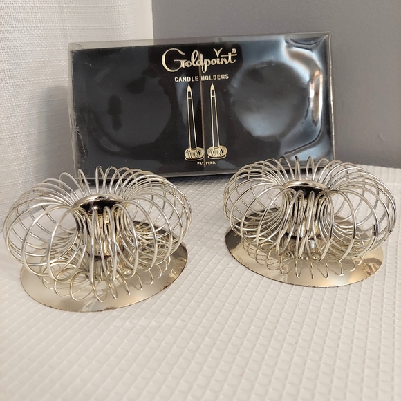 Goldpoint | Accents | Vtg Circular Wire Candlestick Holders Metal ...
